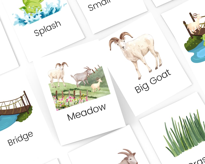 Three Billy Goats Gruff Story Cards, Homeschool Printable (PDF) - Etsy