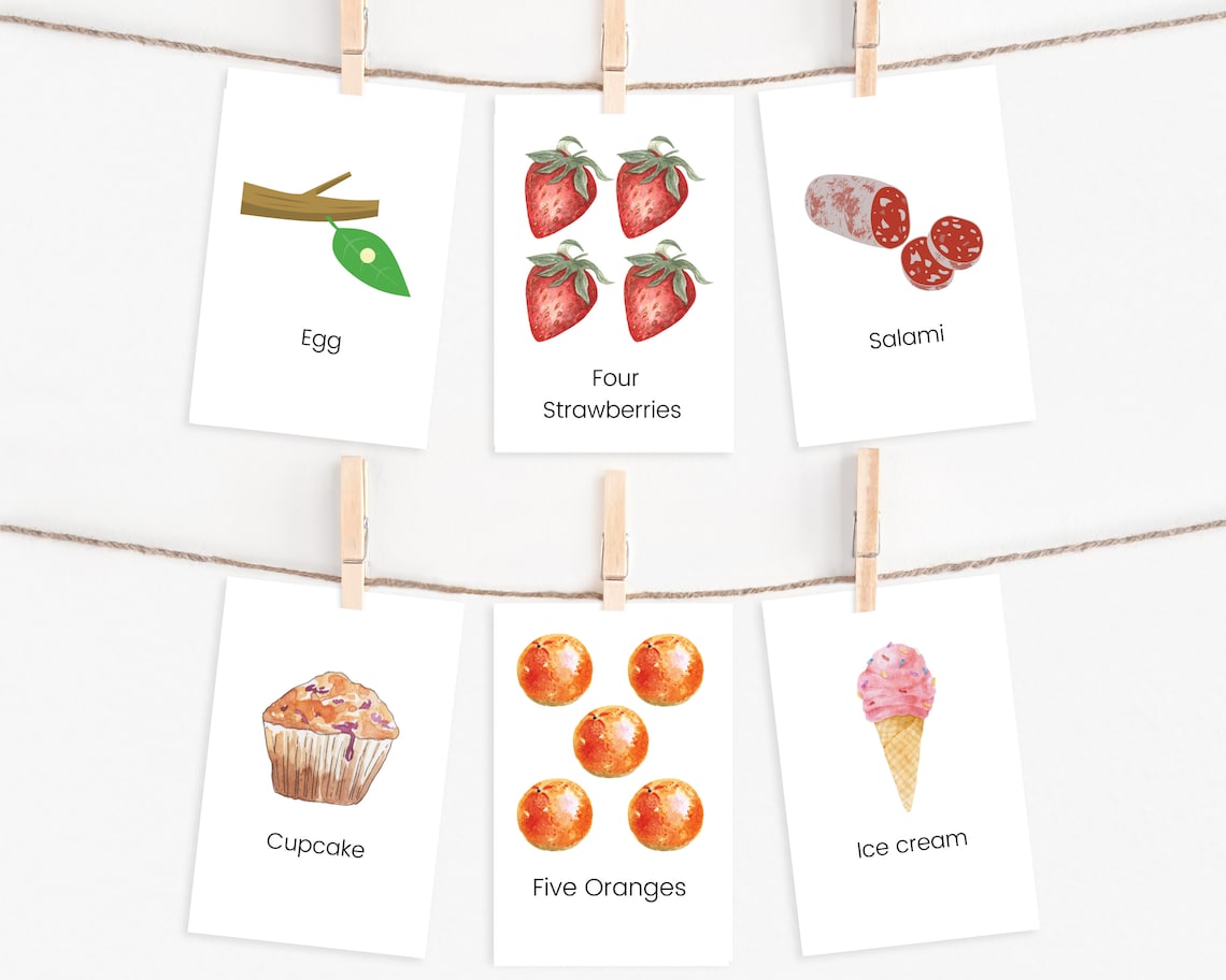 The Very Hungry Caterpillar Flashcards Homeschool Montessori - Etsy ...