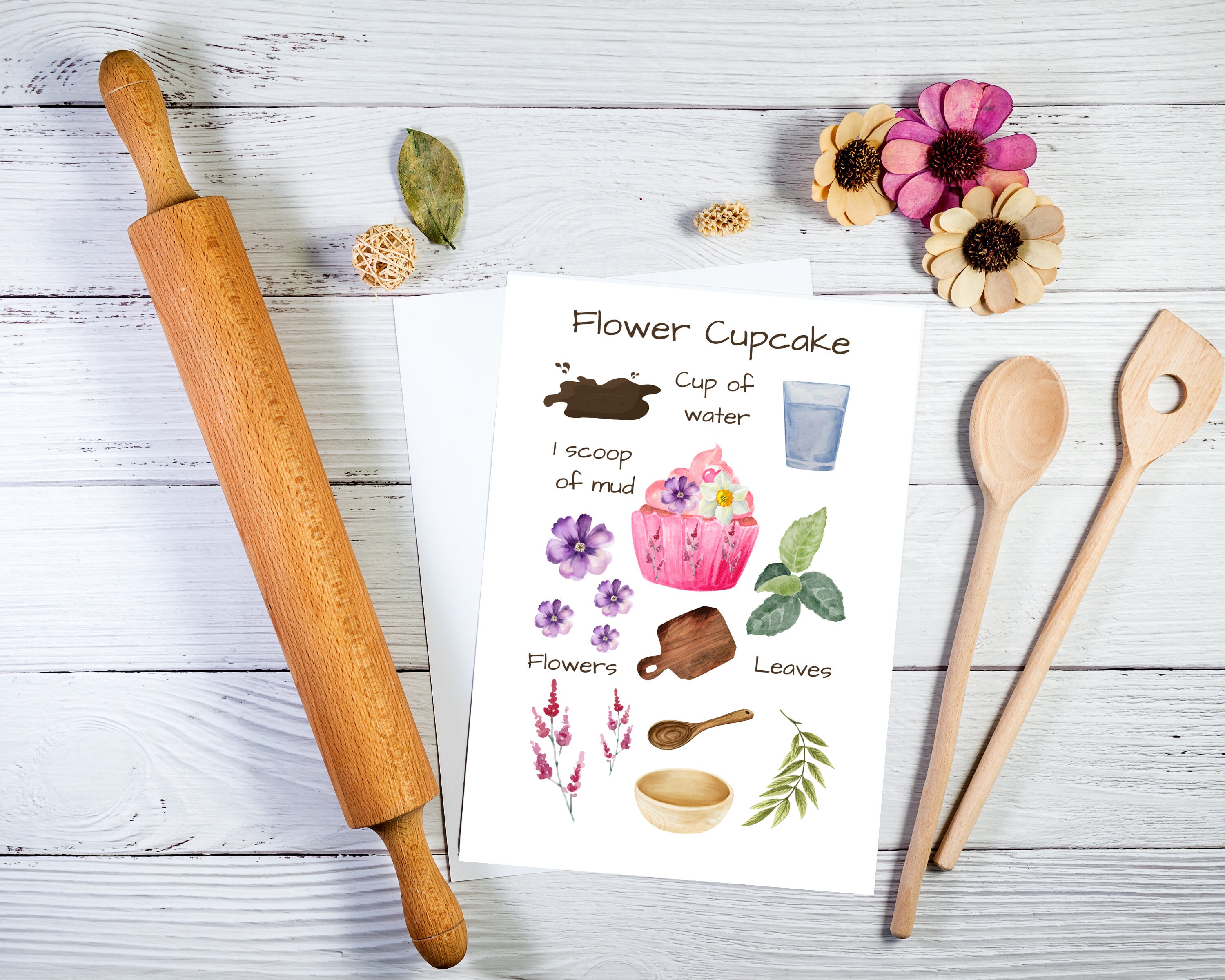 Printable Mud Kitchen Recipe Cards, Ingredient Cards, Montessori ...