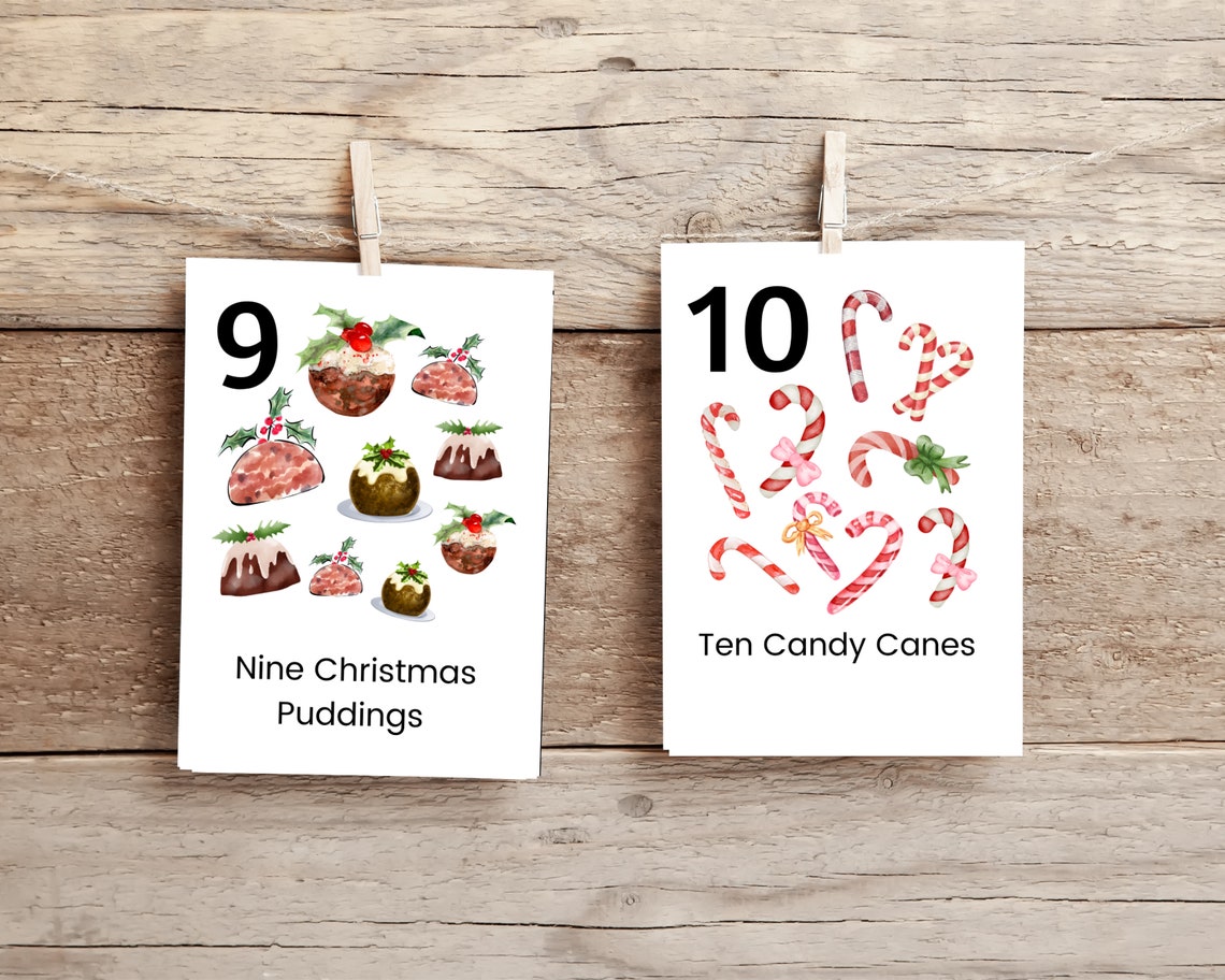 Christmas Number Flashcards 1-10, Homeschool Printable (PDF) - Etsy