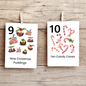 Christmas Number Flashcards 1-10, Homeschool Printable (PDF) - Etsy