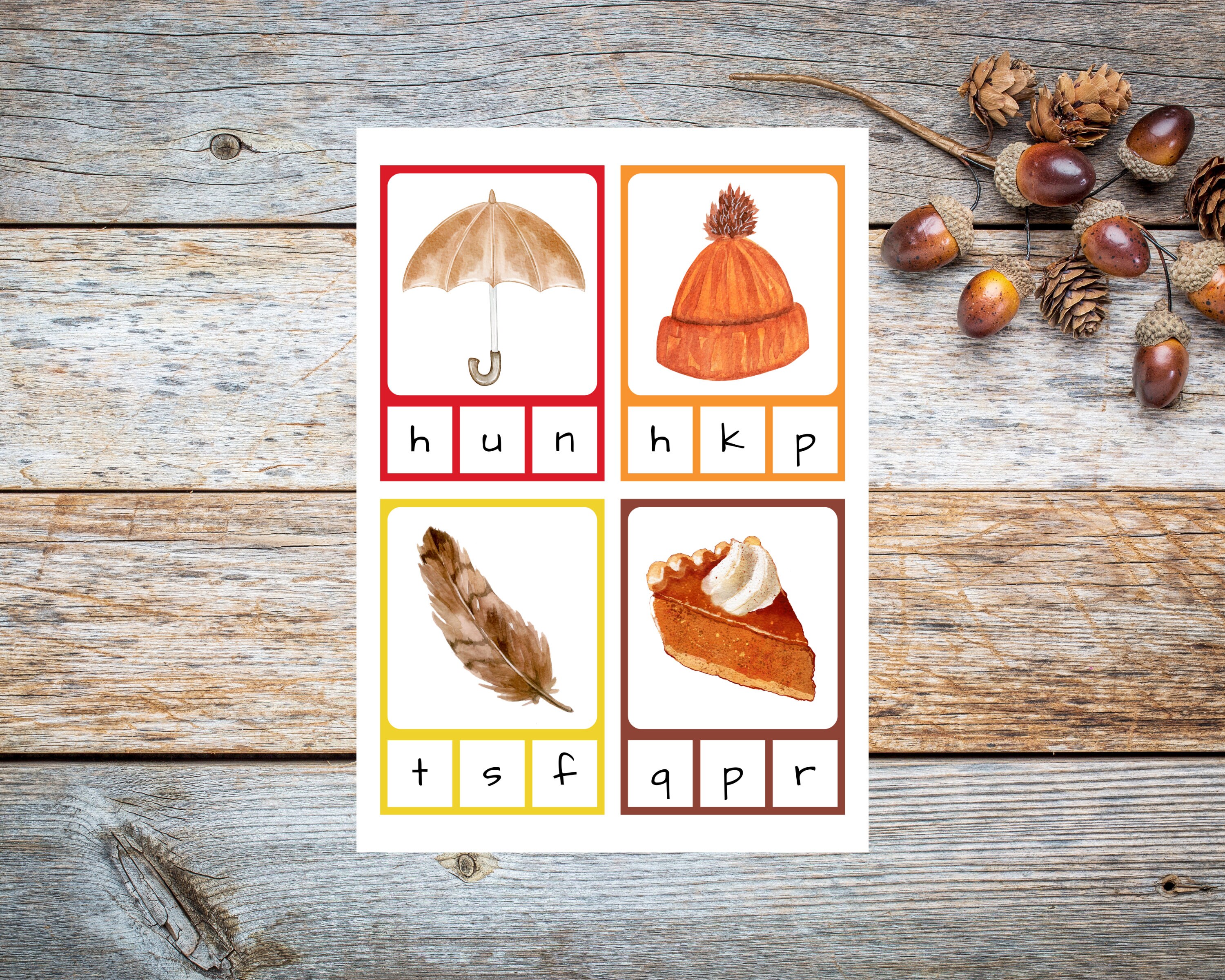 Fall Beginning Sounds Clip Cards: Autumn Phonics Activity (PDF Download ...