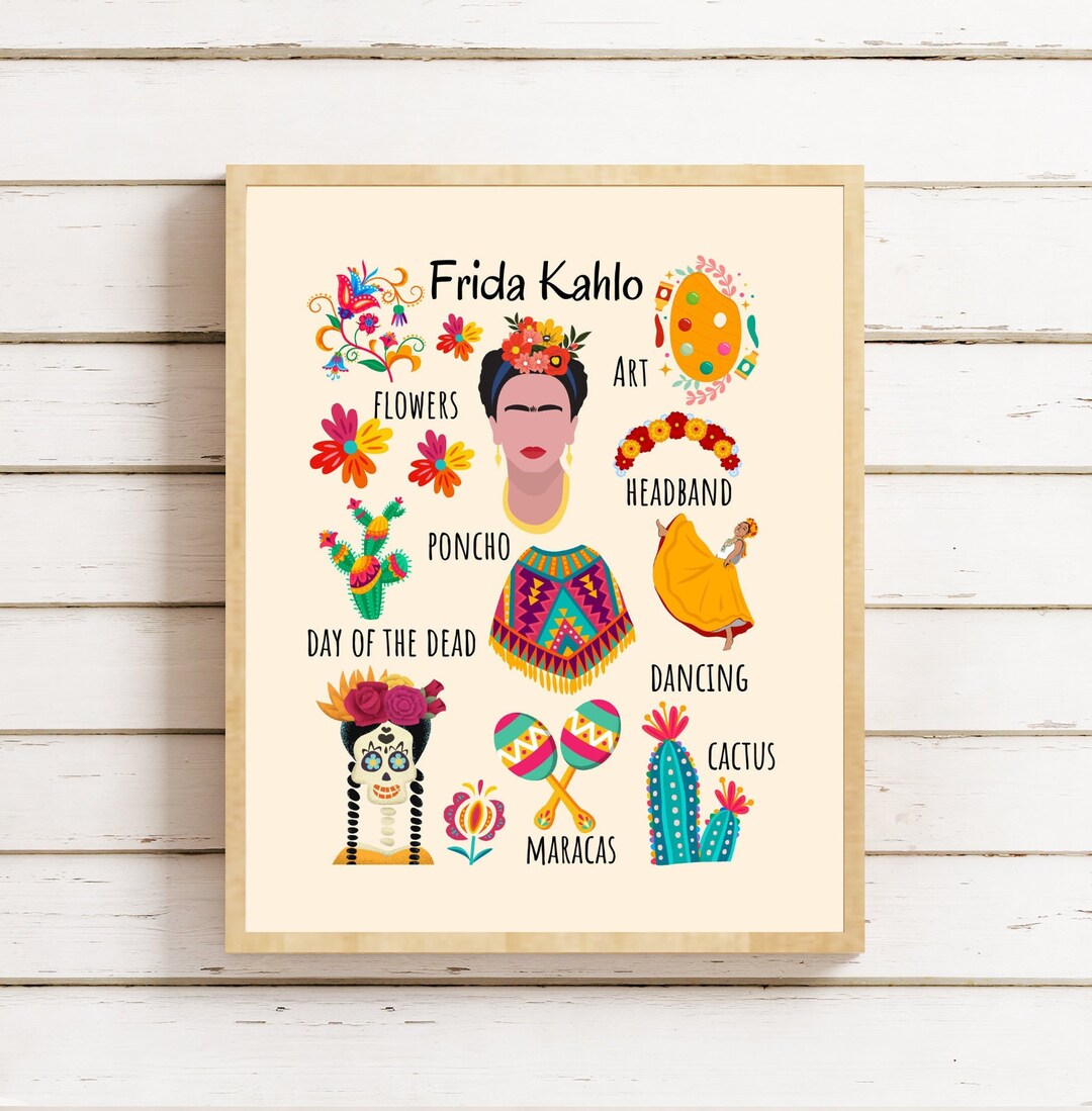 Frida Kahlo Kids Print, Frida Printable Wall Art, Influential Woman Art ...