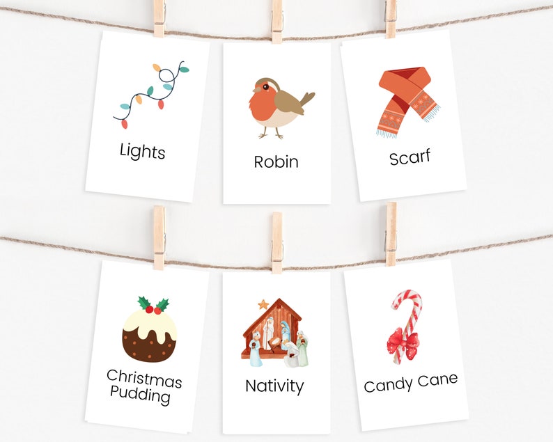 Christmas Flashcards, Montessori Homeschool Printable (instant Download ...