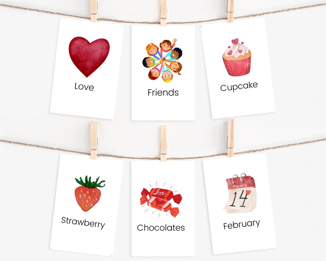 28 Valentines Flashcards, INSTANT DOWNLOAD, Montessori Materials ...