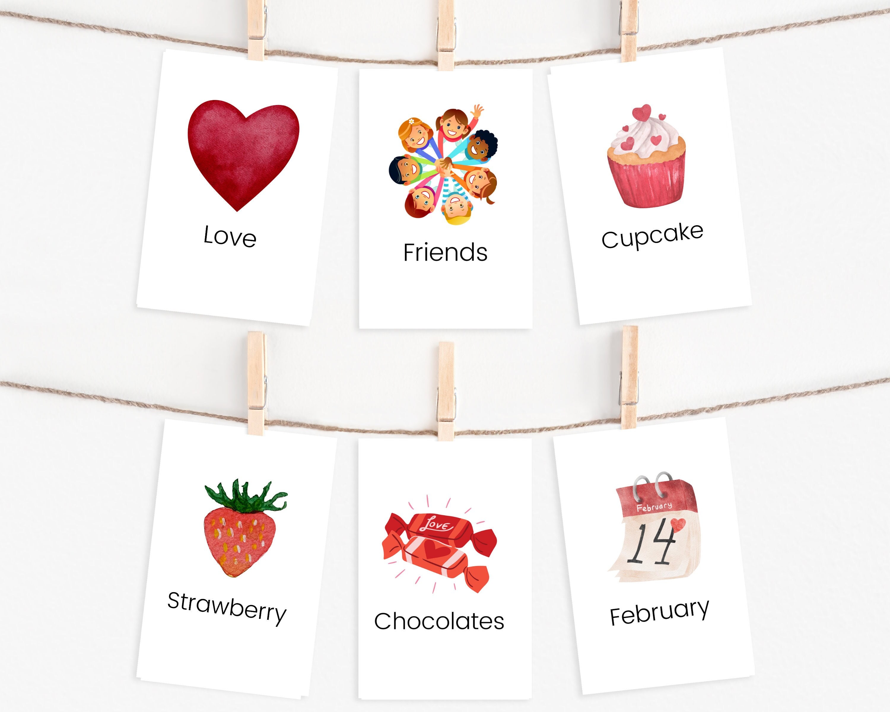 28 Valentines Flashcards, INSTANT DOWNLOAD, Montessori Materials ...