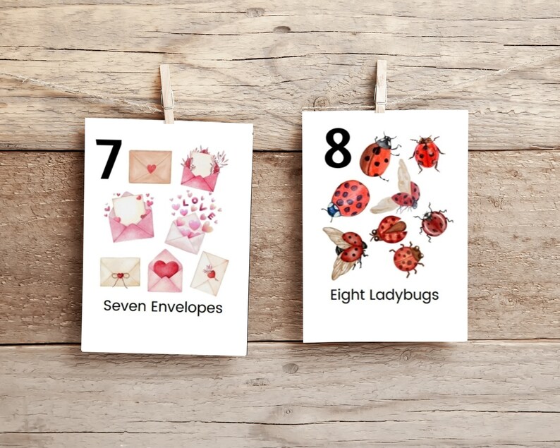 Valentines Day Number Flashcards 1-10 Printable, Preschool Number Cards ...