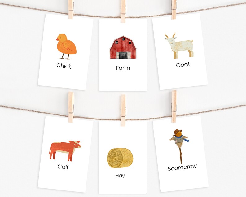 26 Farm Animals Flashcards, Farm Life, INSTANT DOWNLOAD, Nature Cards ...