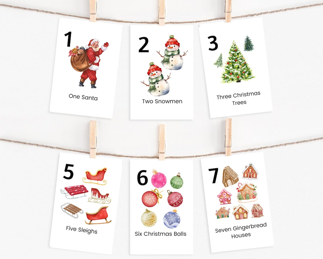 Christmas Number Flashcards 1-10 Printable, Winter Number Cards ...