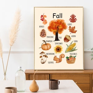 18 Autumn Flashcards, Fall Poster, INSTANT DOWNLOAD, Nature Cards ...