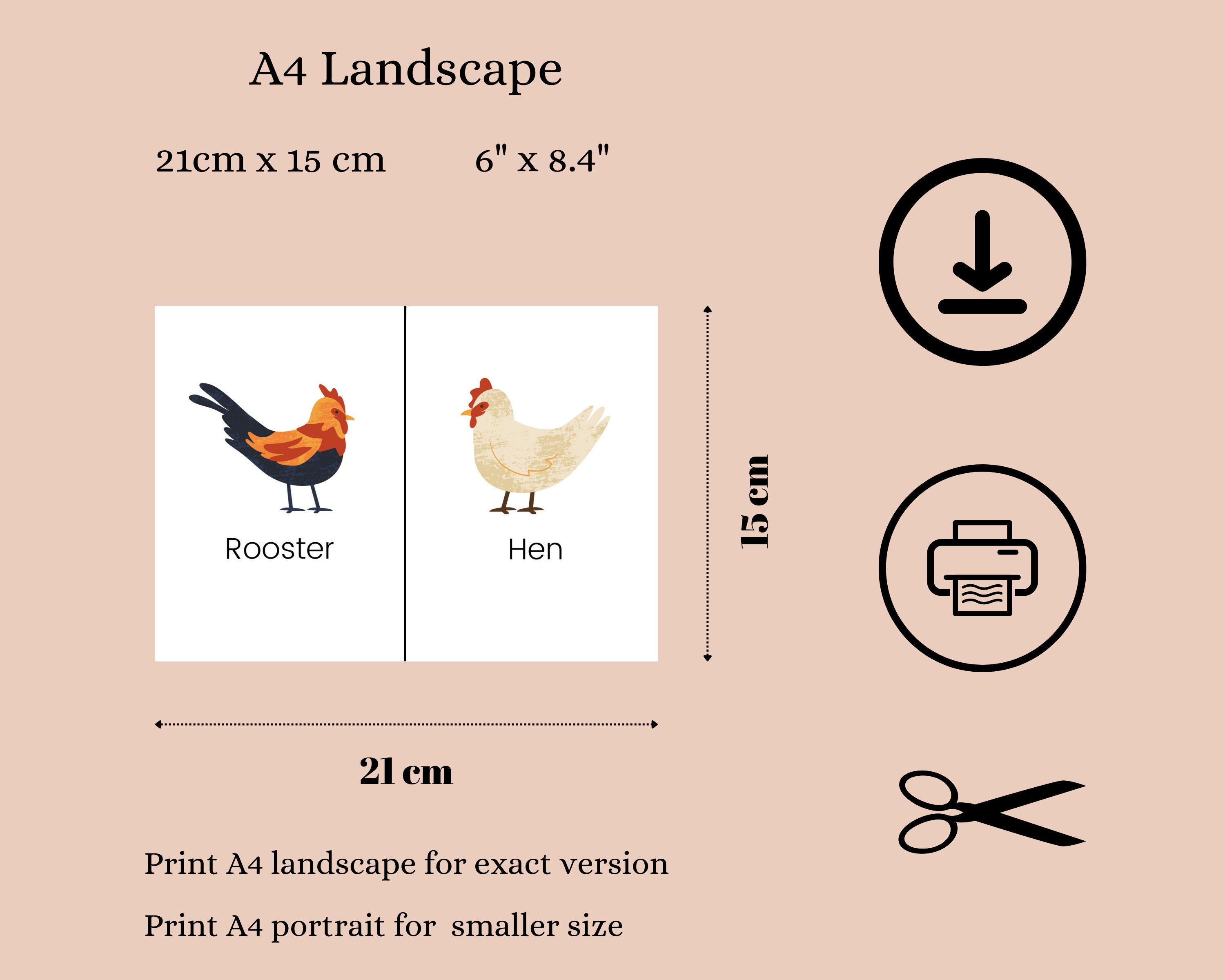 26 Farm Animals Flashcards, Farm Life, INSTANT DOWNLOAD, Nature Cards ...