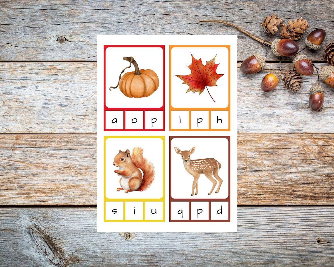Fall Beginning Sounds Clip Cards: Autumn Phonics Activity (PDF Download ...