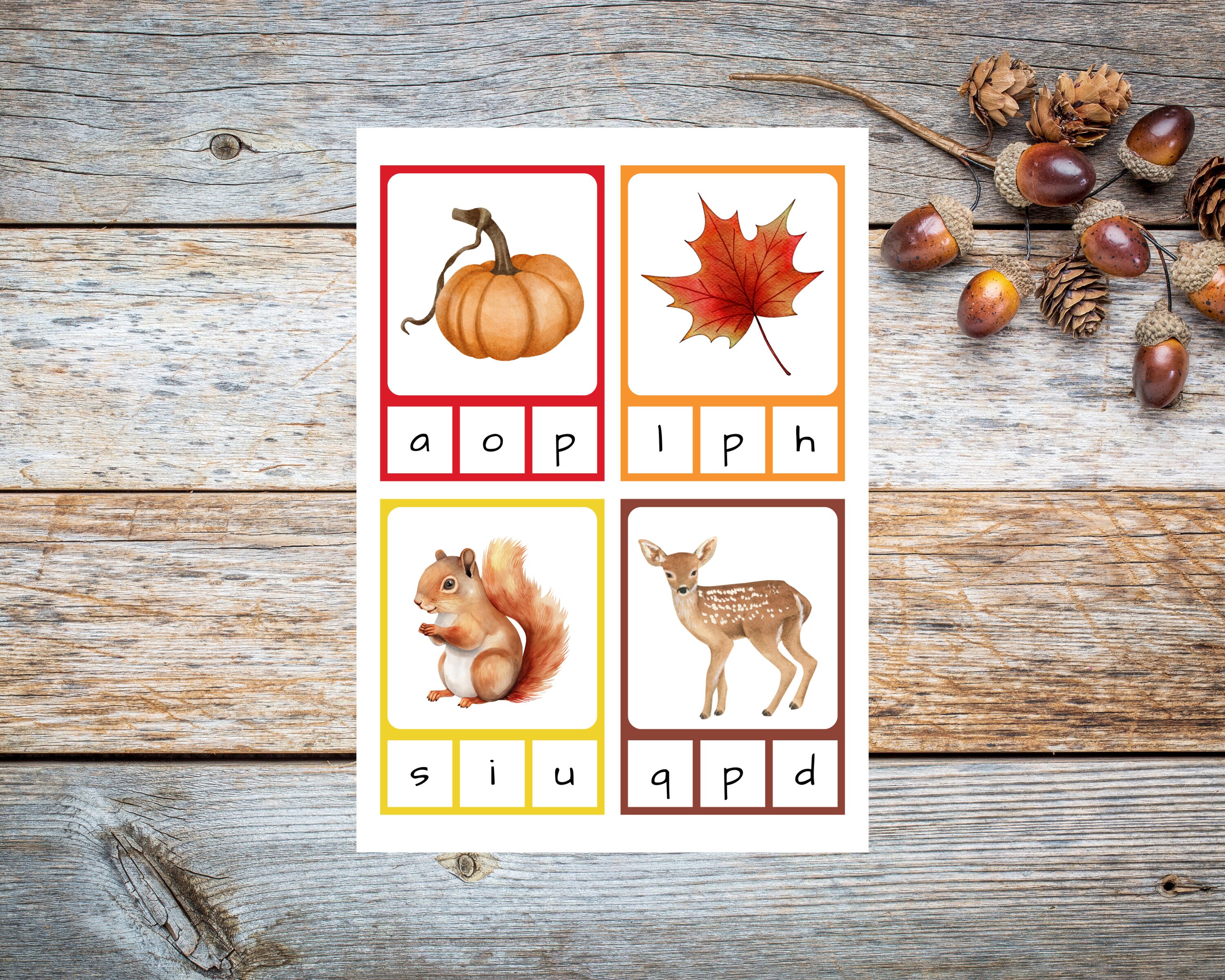 Fall Beginning Sounds Clip Cards: Autumn Phonics Activity (PDF Download ...