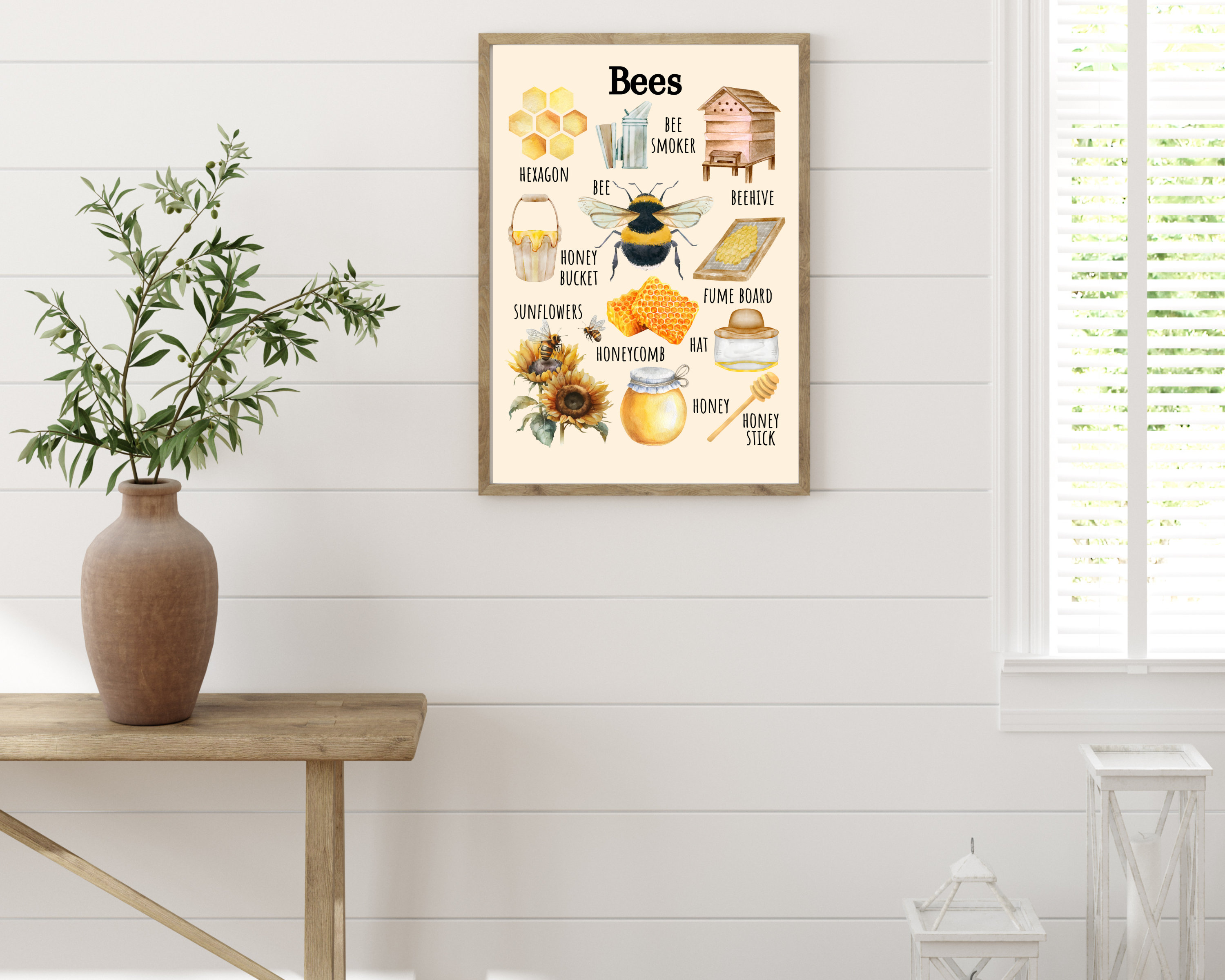 Bees Educational Poster, Sunflowers Poster, Printable Set of 2, Nature ...