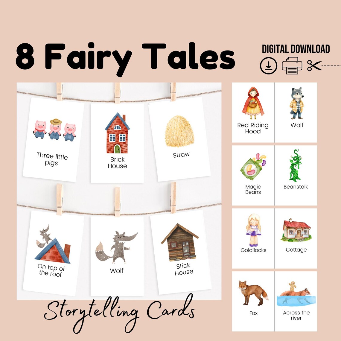 Fairy Tale Story Cards, Storytelling Bundle, Story Cards, Homeschool ...