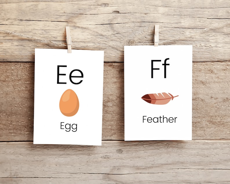 Alphabet Flashcards Printable Nature ABC Cards Nursery Wall - Etsy