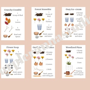 Printable Mud Kitchen Recipe Cards, Ingredient Cards, Montessori ...