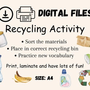 Recycle Sorting Activity, Earth Day Activity, Reduce Reuse Game, Trash ...