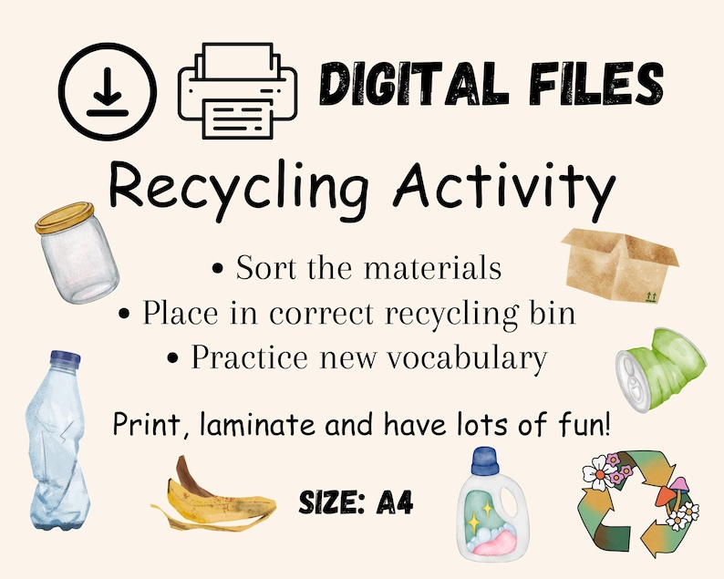 Recycle Sorting Activity, Earth Day Activity, Reduce Reuse Game, Trash ...