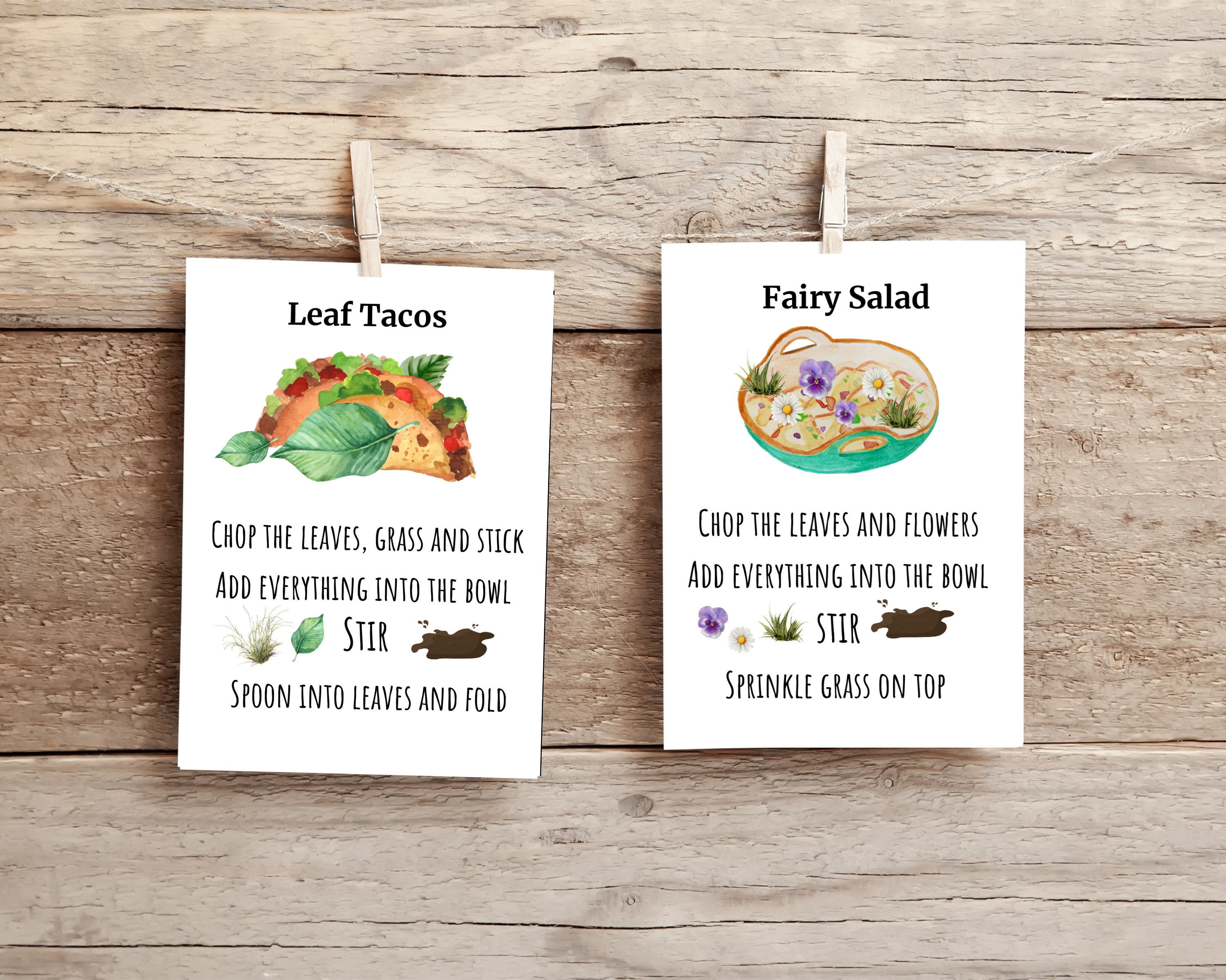 Printable Mud Kitchen Recipe Cards, Ingredient Cards, Montessori ...