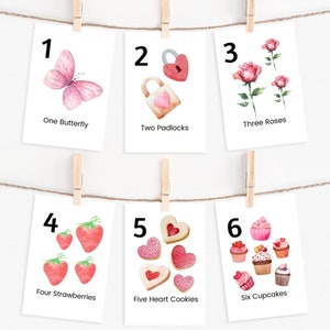 Valentines Day Number Flashcards 1-10 Printable, Preschool Number Cards ...