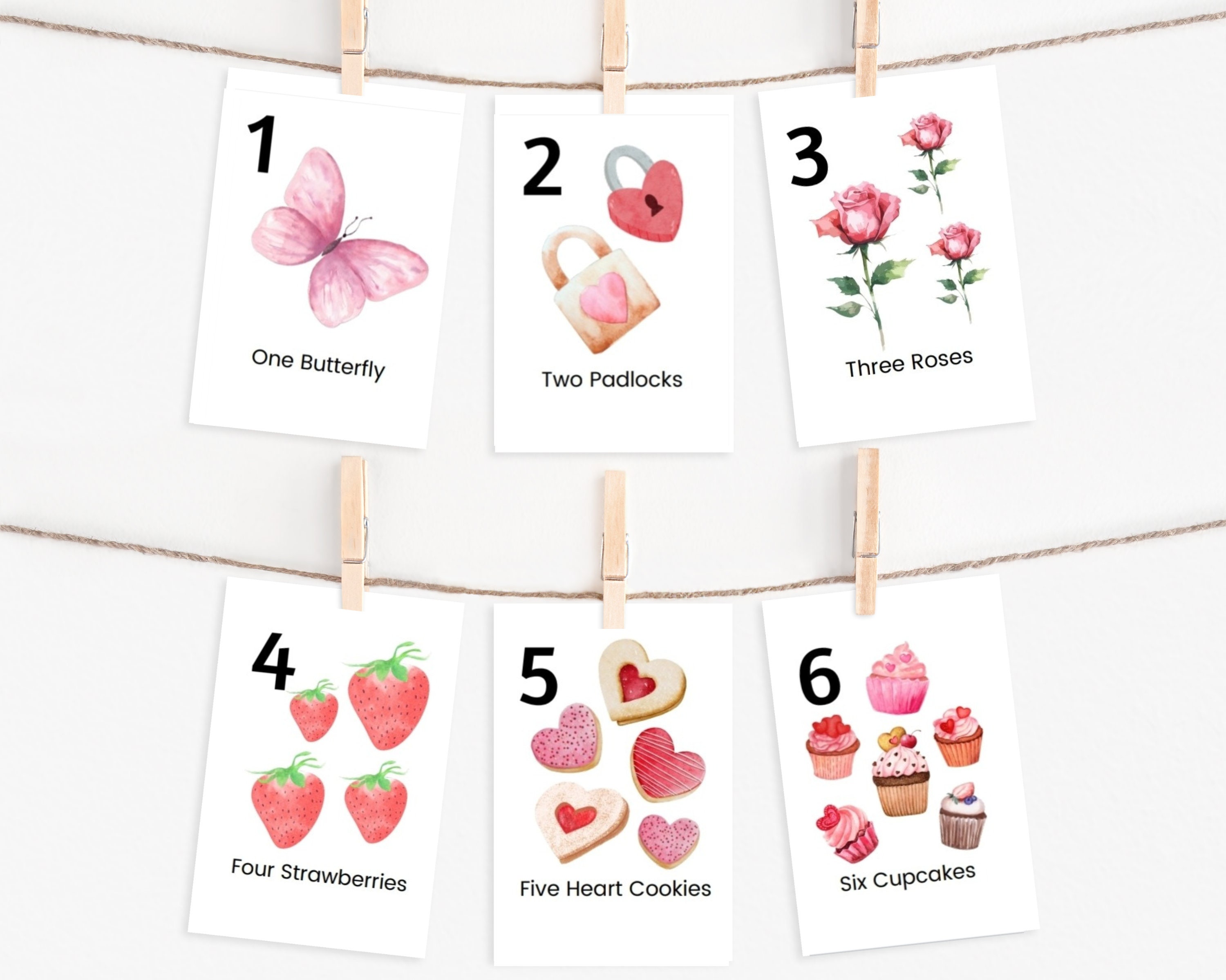 Valentines Day Number Flashcards 1-10 Printable, Preschool Number Cards ...