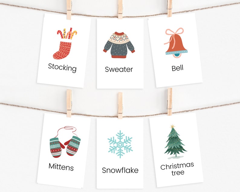 Christmas Flashcards, Montessori Homeschool Printable (instant Download ...