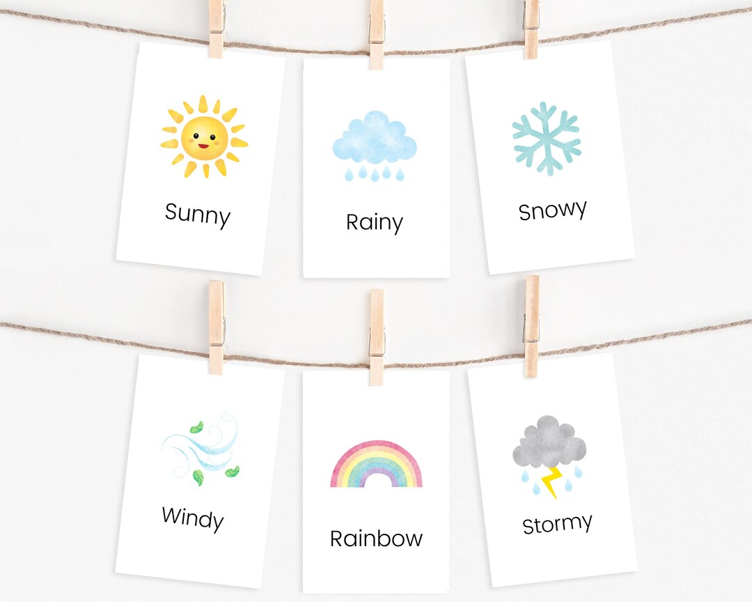 10 Weather Cards Weather Flashcards INSTANT DOWNLOAD - Etsy