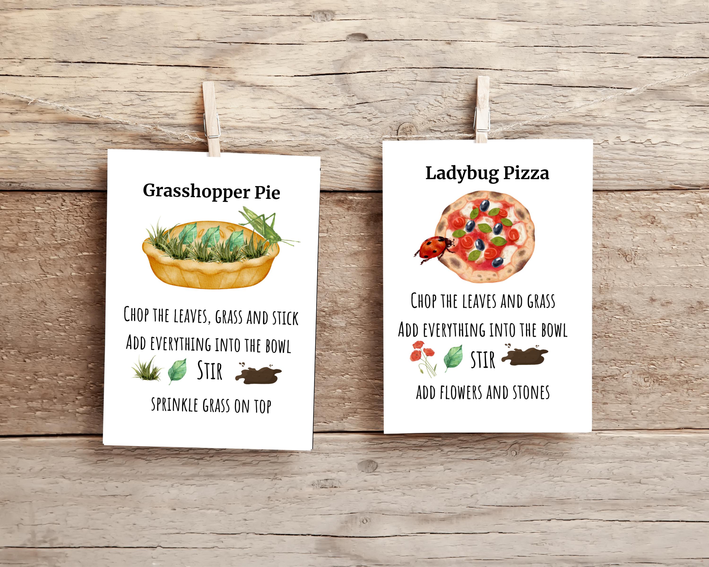 Printable Mud Kitchen Recipe Cards, Ingredient Cards, Bugs,insects ...