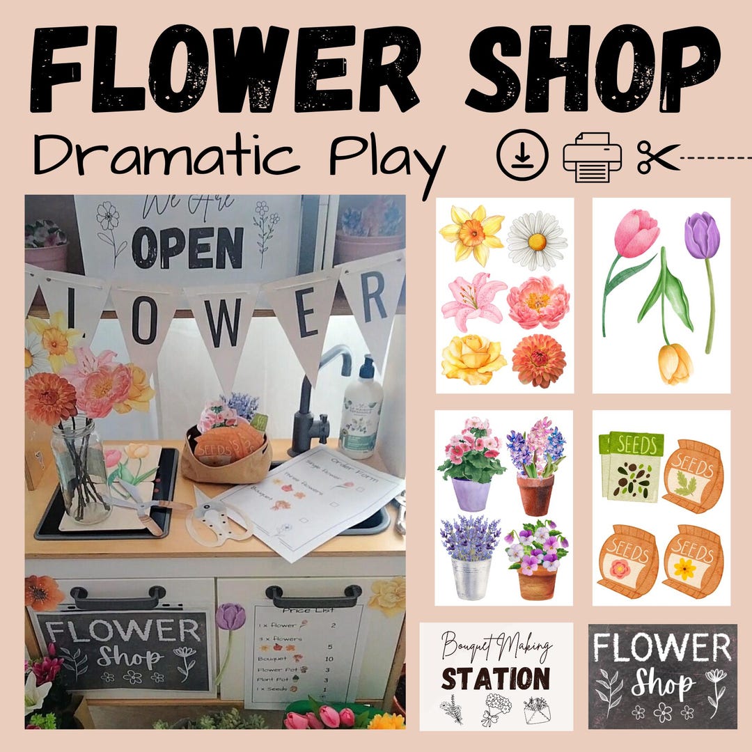 Flower Shop Dramatic Play, Spring Activity, Garden Pretend Play, Role ...