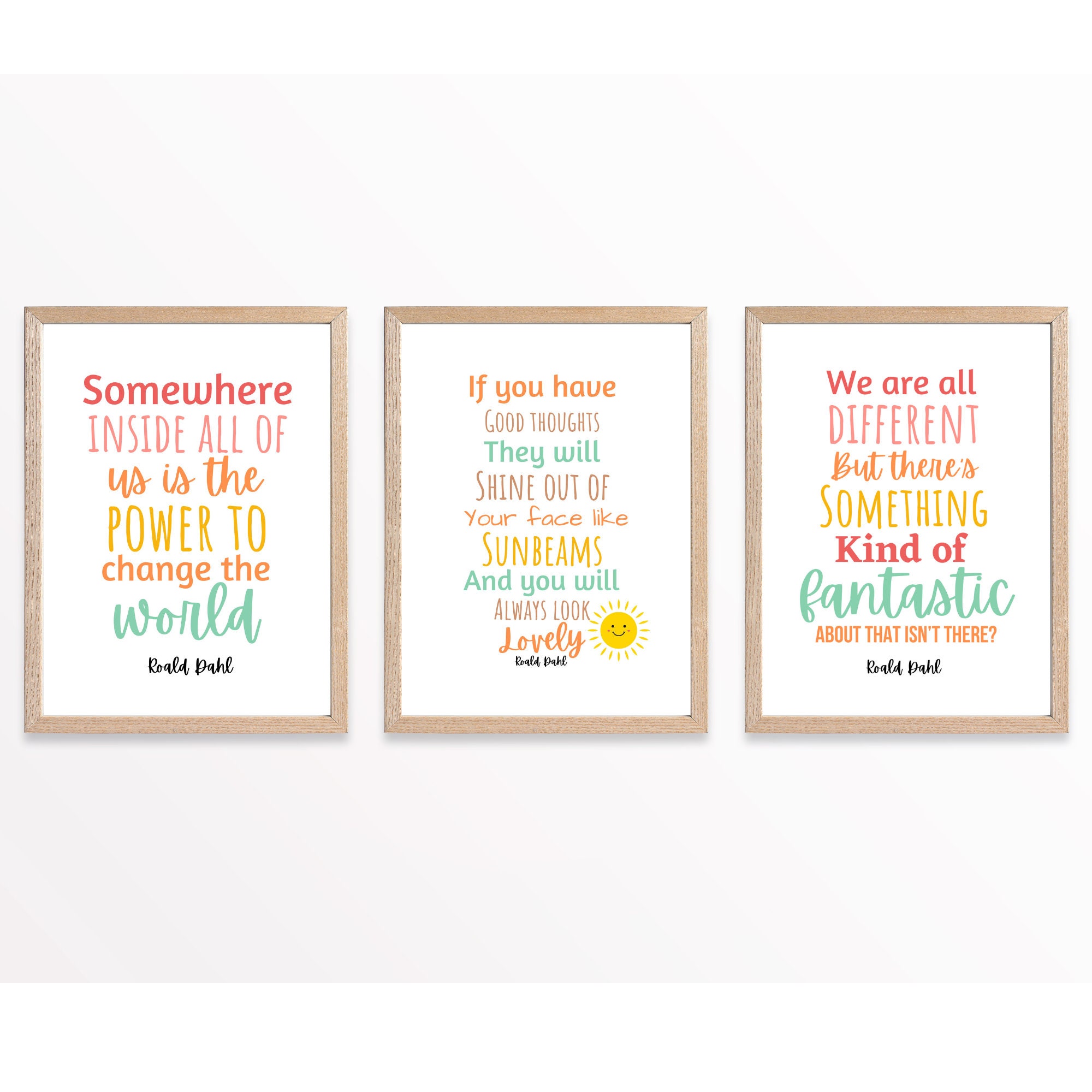 Roald Dahl Quote Prints, Set of 3, Roald Dahl Printable, Sunbeams ...