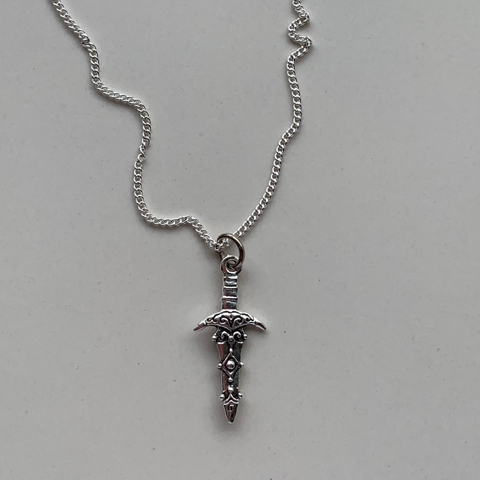 Handmade Dagger Necklace, Made With Silver Plated Chain - Etsy
