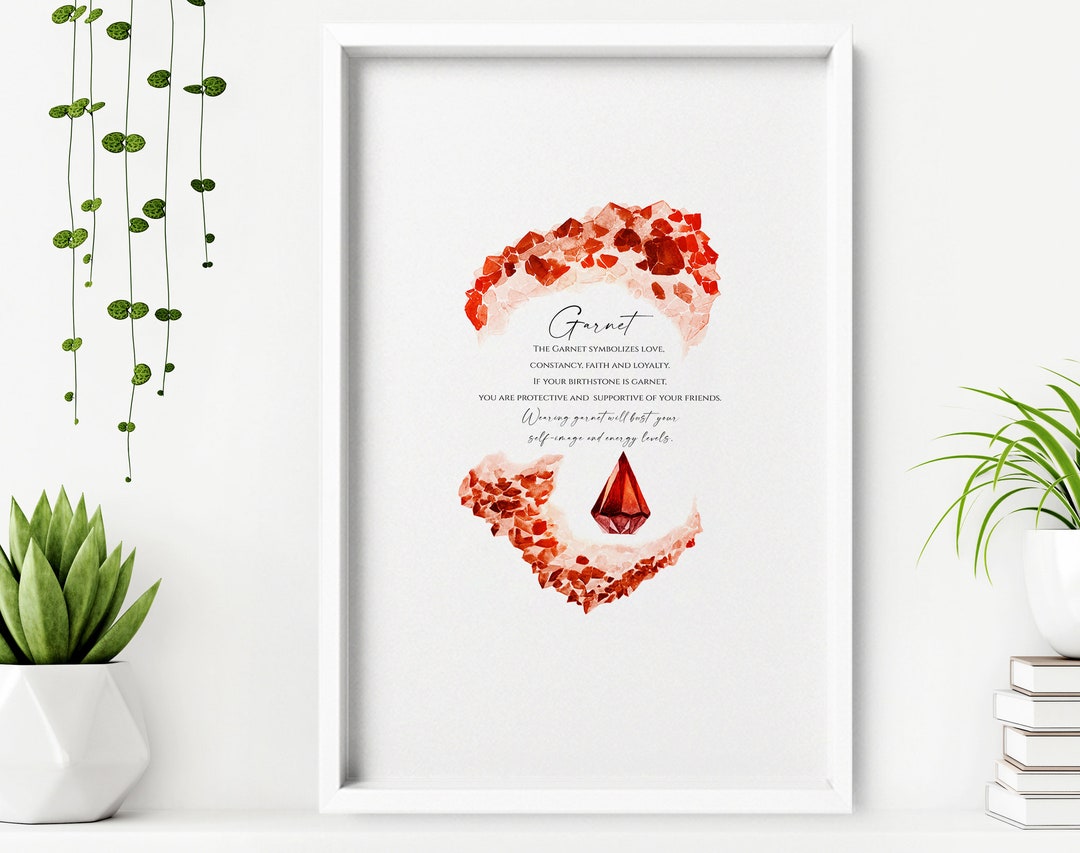 Garnet Birthstone Gemstone Framed Wall Art Print for a January - Etsy