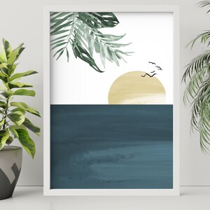 Calming Watercolor Painting Print Set of 3 Beach Decor Wall | Etsy