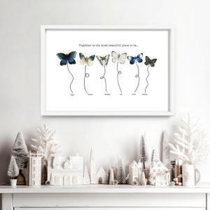 Butterflies Custom Family Tree Framed Wall Art, First Christmas in New ...