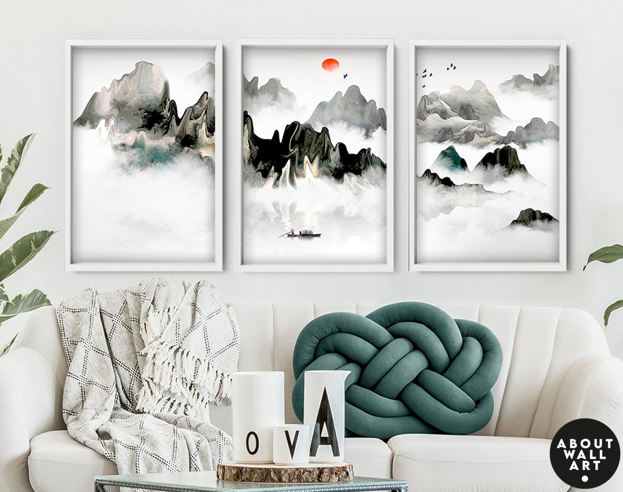 Calming Watercolor Painting Print Set of 3 Minimalist Wall | Etsy