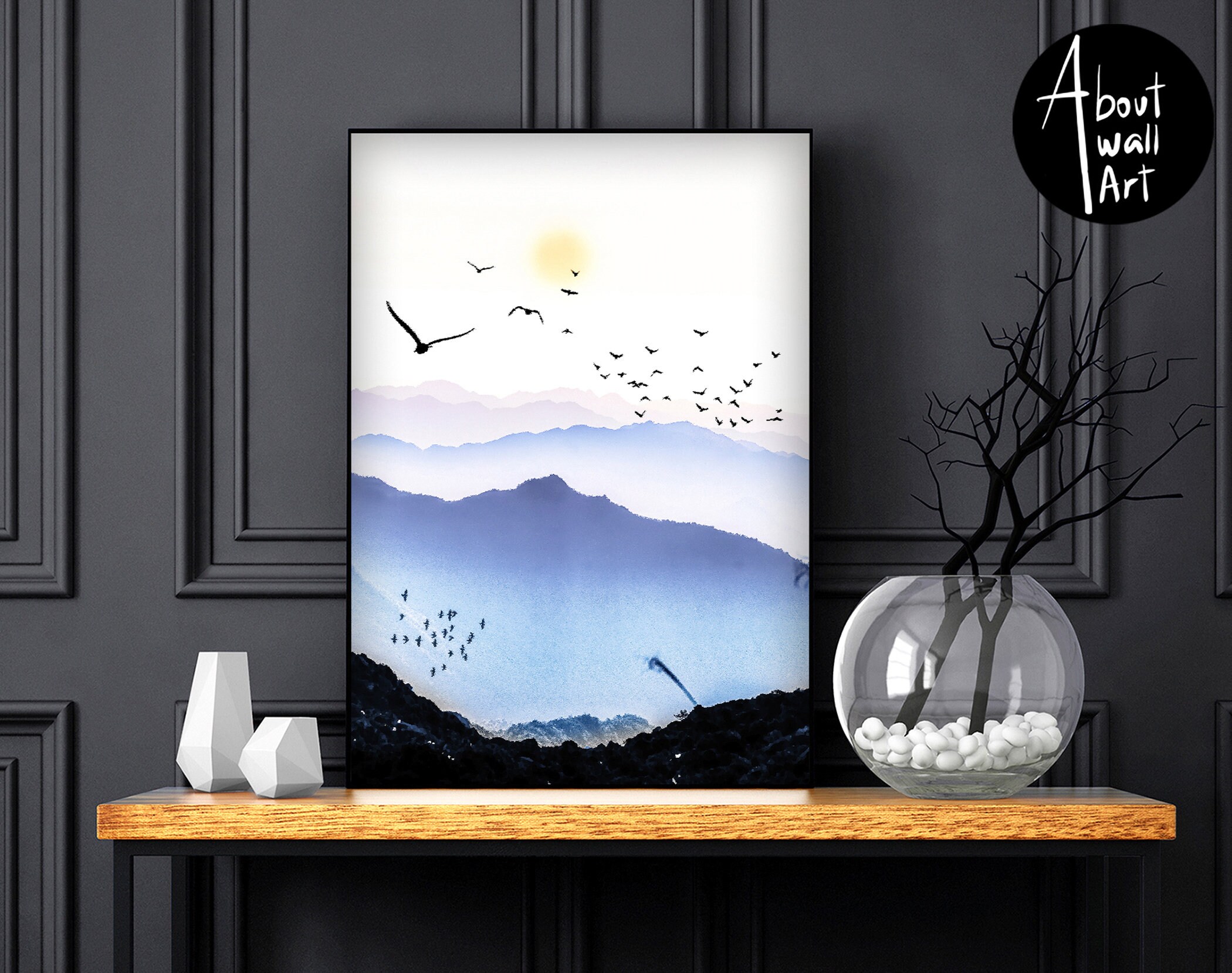 Calming Watercolor Painting Print Set of 3 Minimalist Wall | Etsy