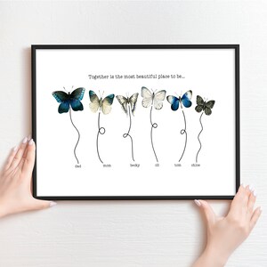 Butterflies Custom Family Tree Framed Wall Art, First Christmas in New ...