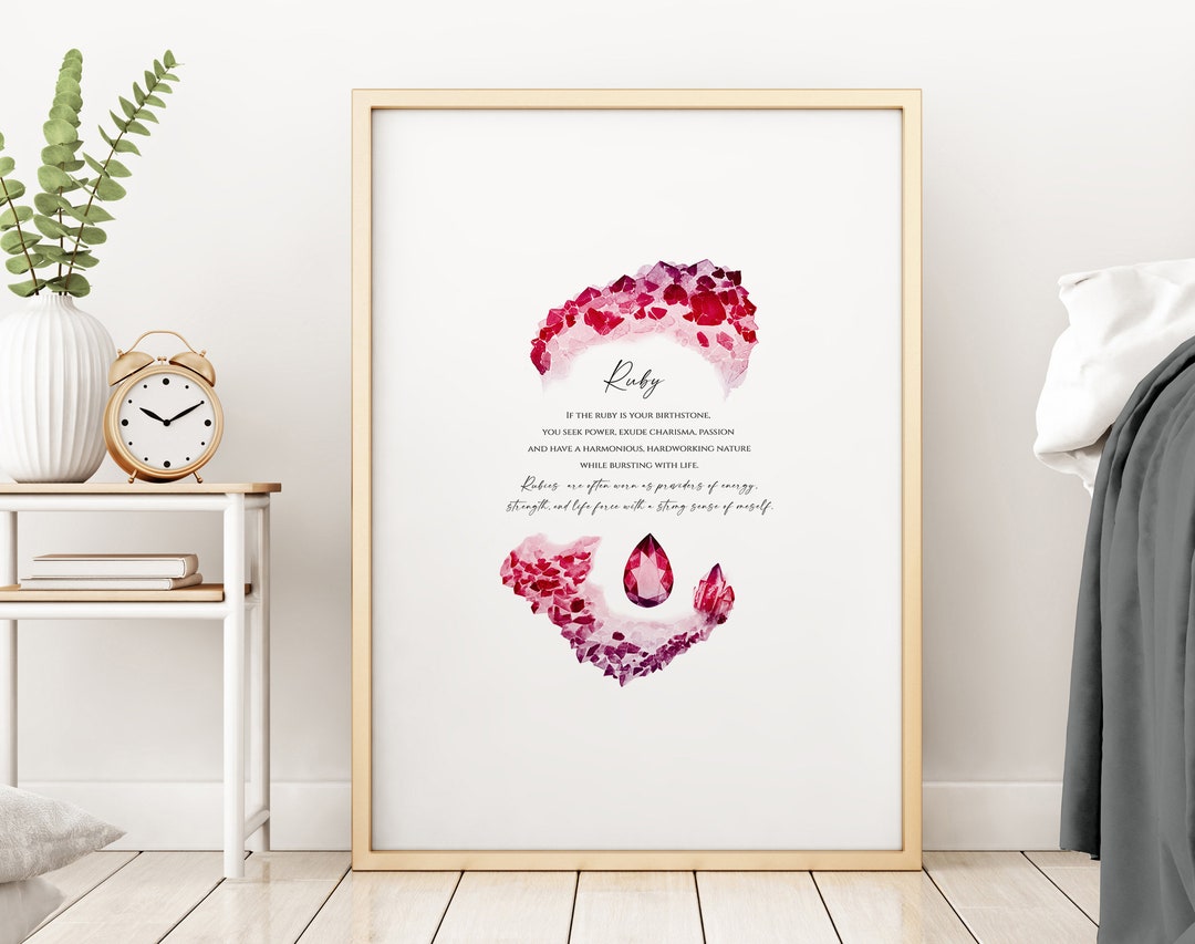 Ruby Birthstone Gemstone Framed Wall Art Print for July - Etsy