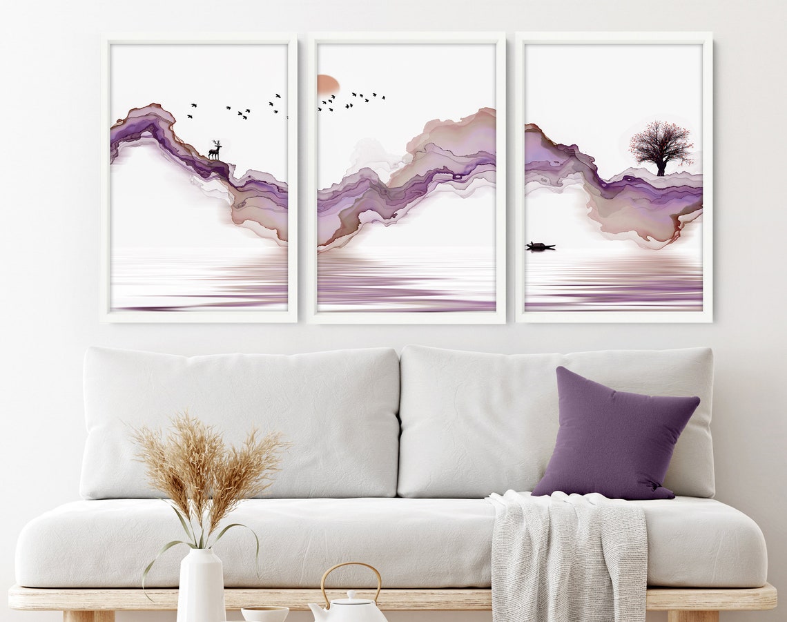 Calming Watercolor Painting Print Set of 3 Minimalist Wall - Etsy UK