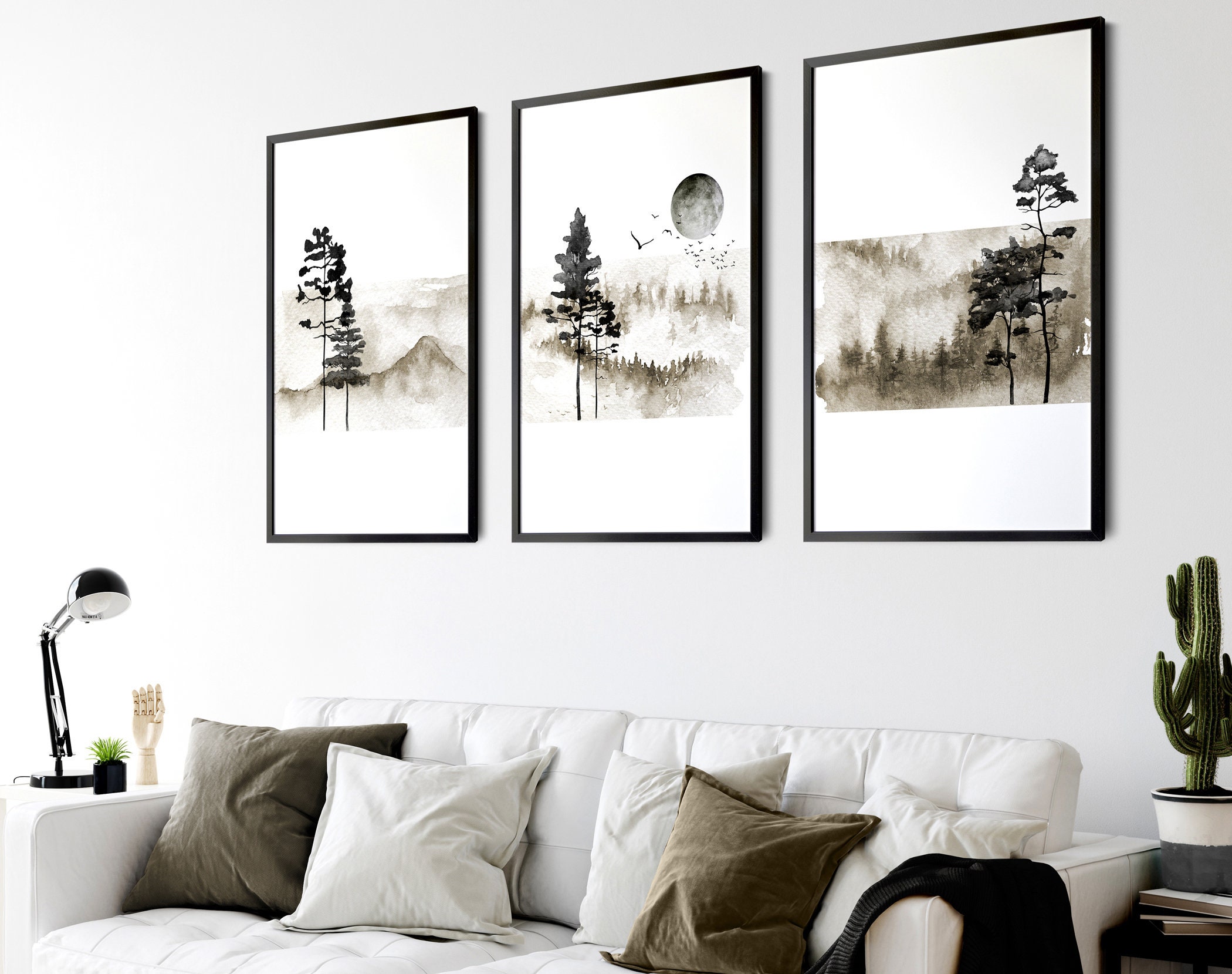 Trendy Nordic Earth Tone Set of 3 Framed Wall Art Prints for - Etsy UK