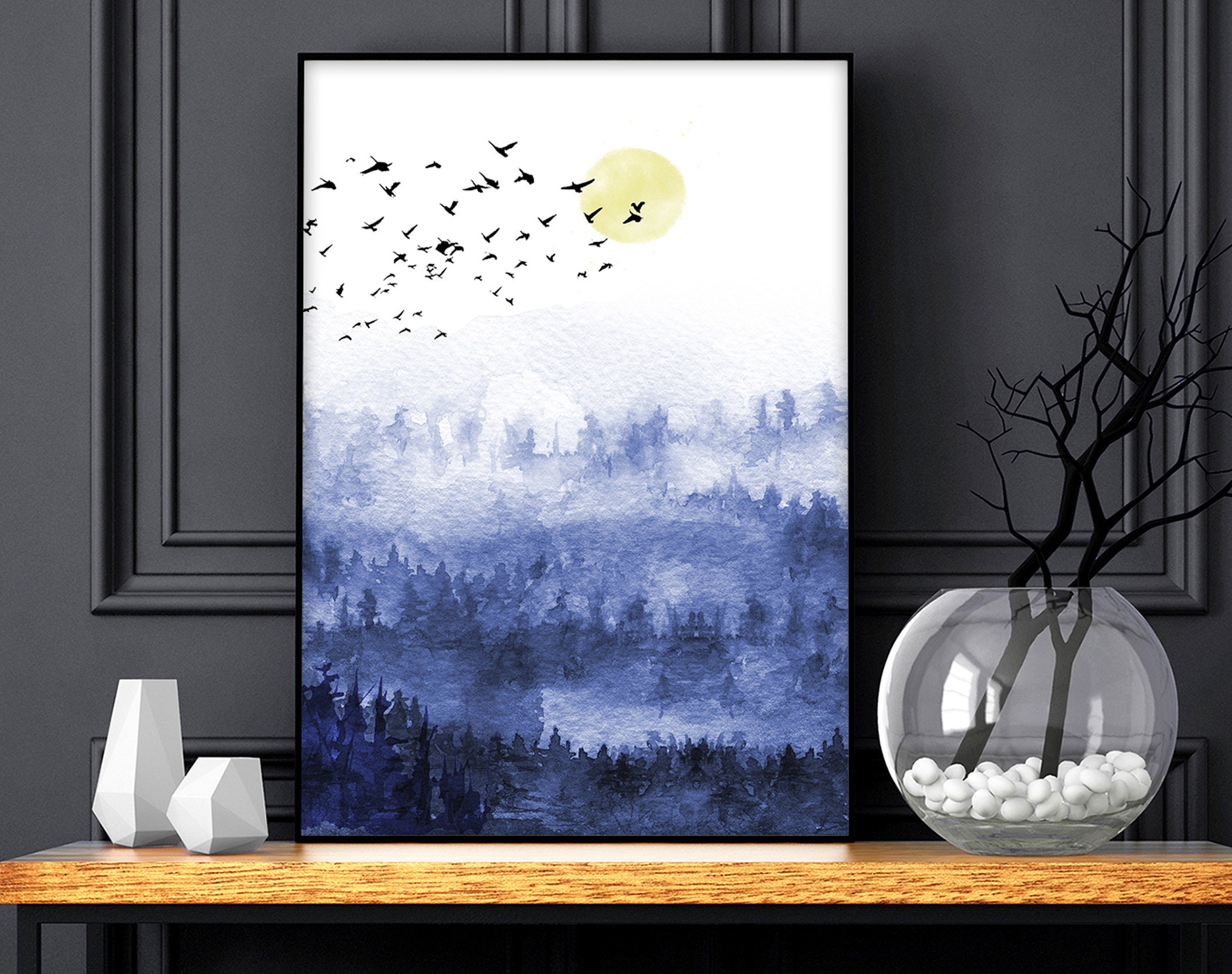 Calming Watercolor Painting Print Set of 3 Minimalist Wall | Etsy