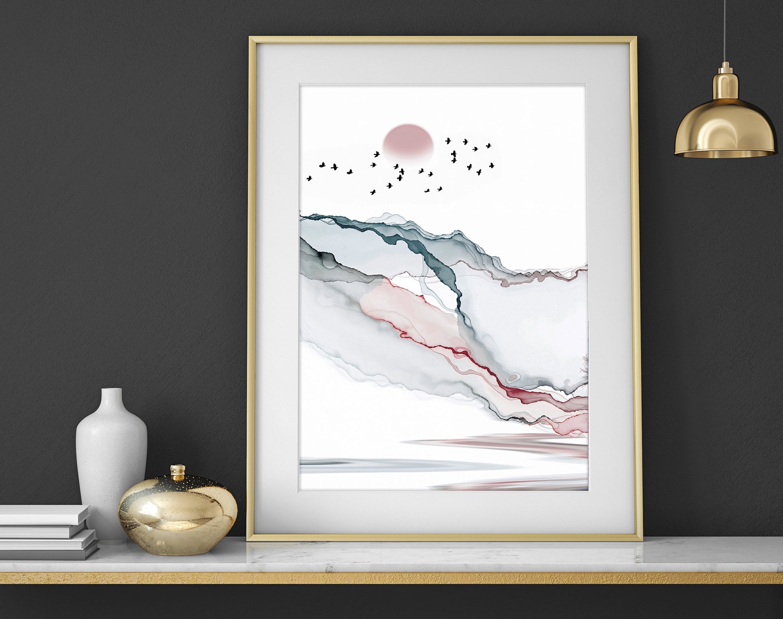 Calming Watercolor Painting Print Set of 3 Minimalist Wall | Etsy