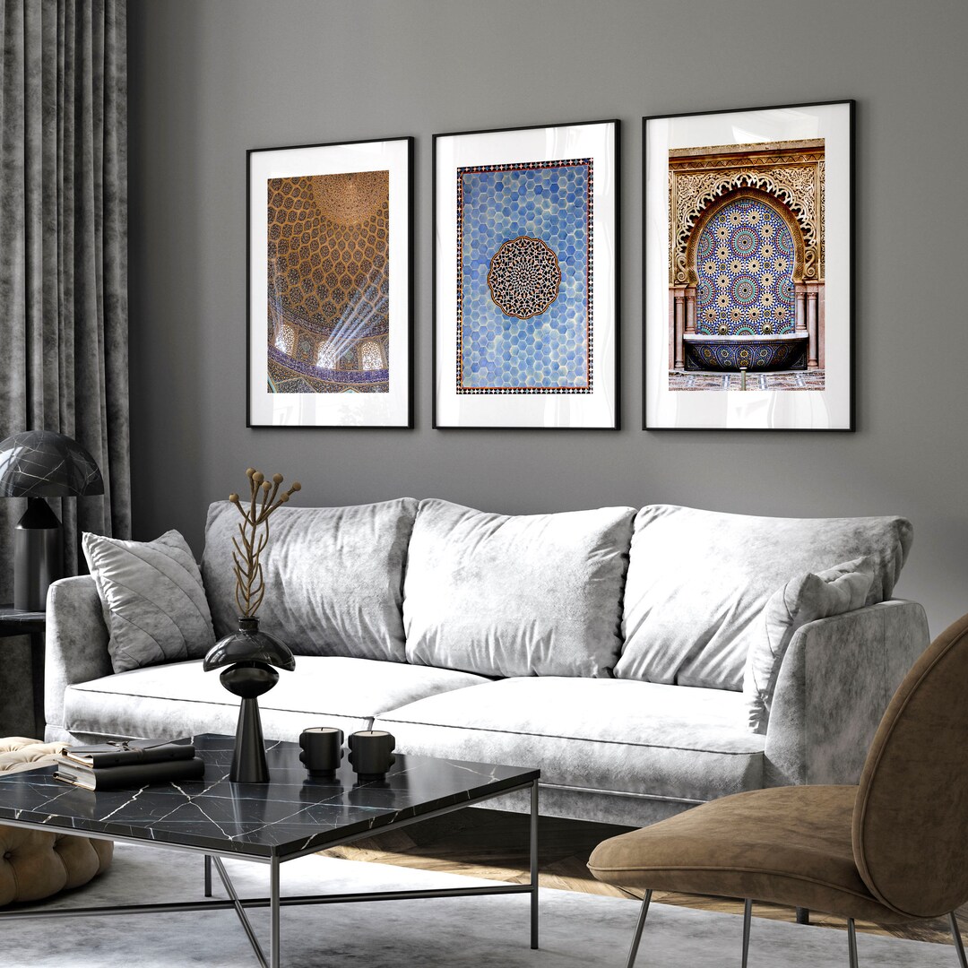Islamic Framed 3 Piece Wall Art Prints Set for Ramadan Decoration ...