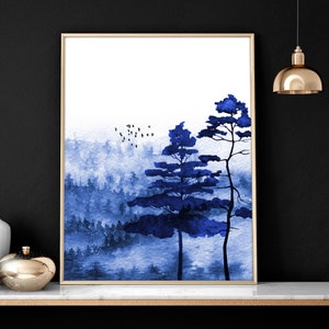 Calming Watercolor Painting Print | Set of 3 Minimalist Wall Prints ...
