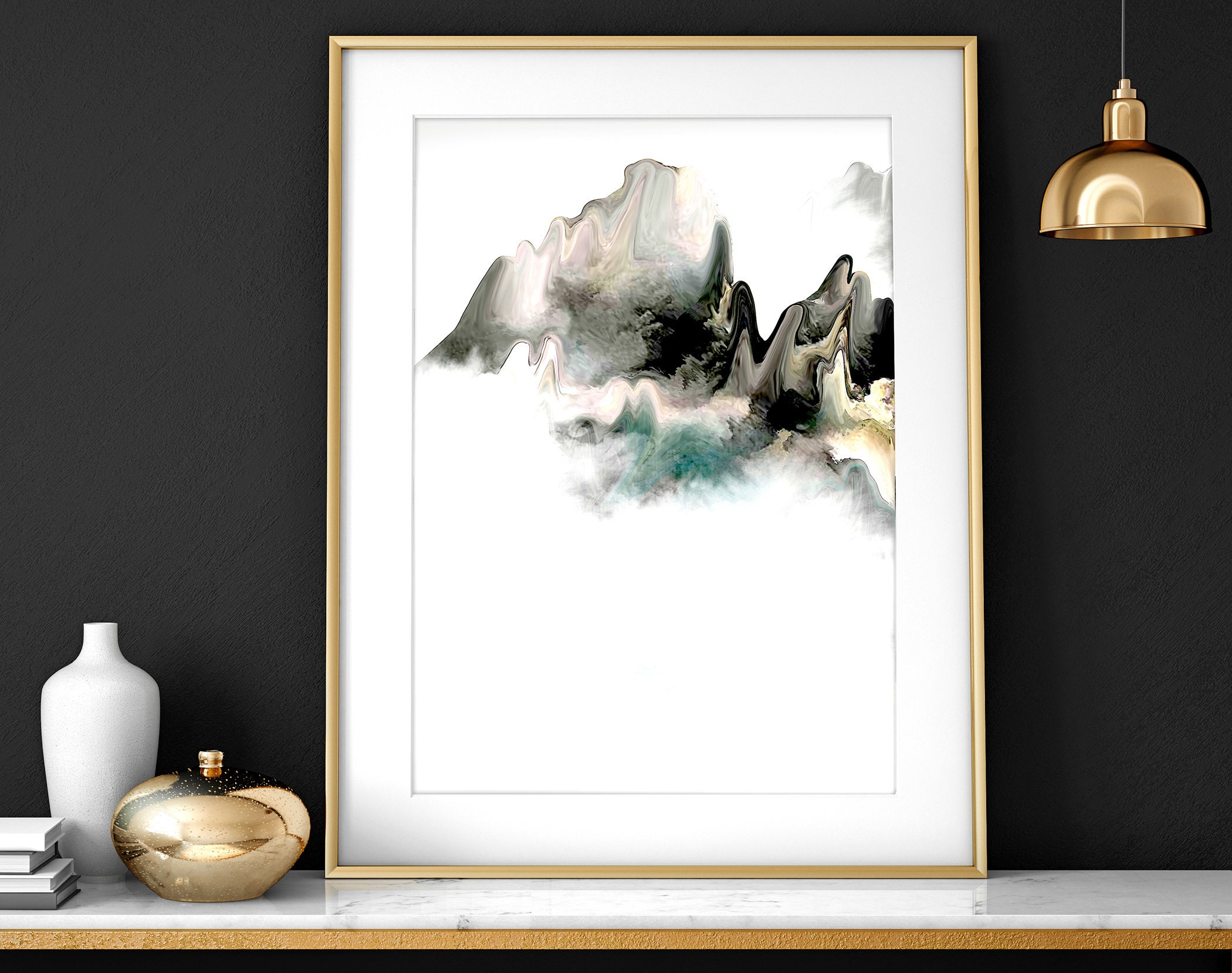 Japanese Teal Calming Office Decor Set of 3 Framed Panel Wall | Etsy