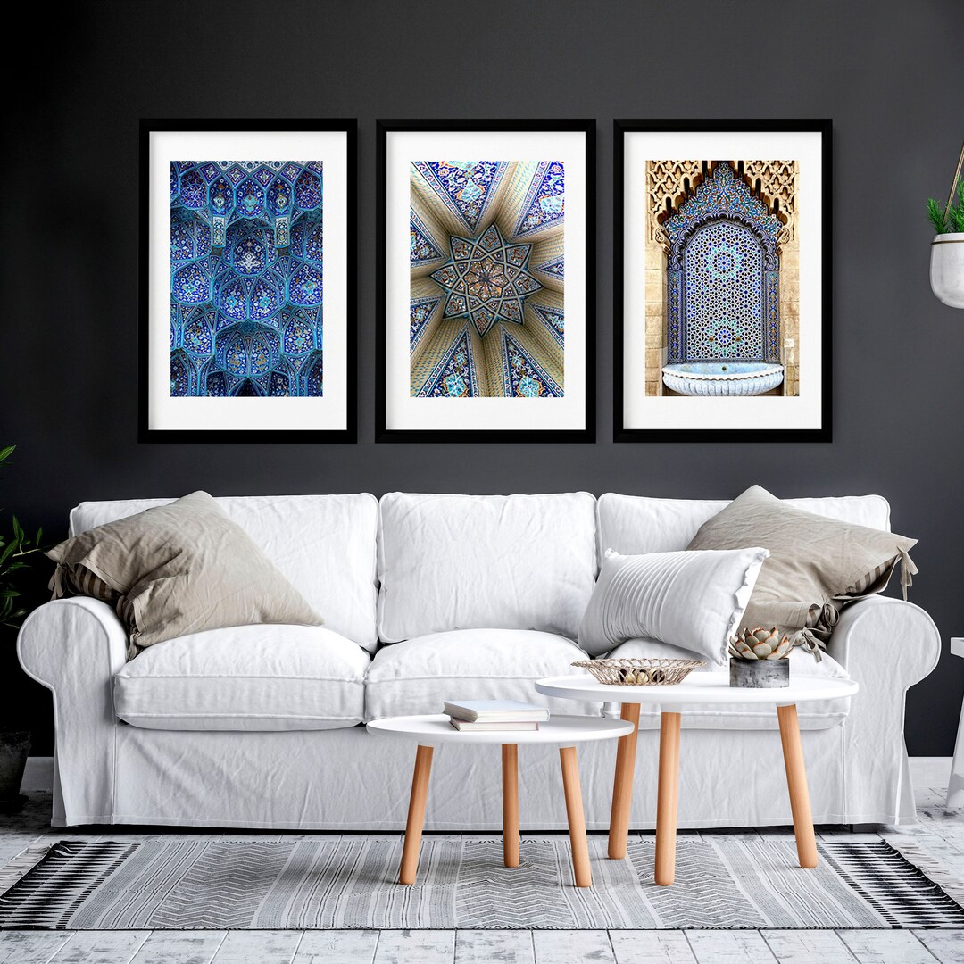 Islamic Framed 3 Piece Wall Art Prints Set for Ramadan Decoration ...