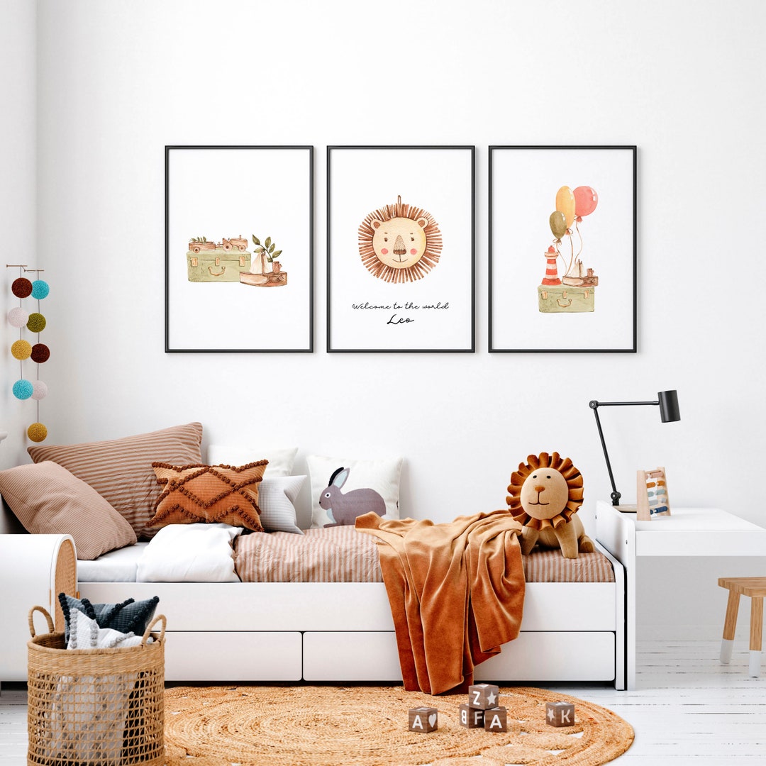 Boho Safari Inspired Framed Wall Art Print Set of 3 for Baby Boy ...