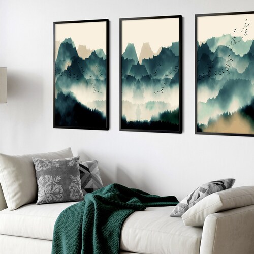 Calming Watercolor Painting Print Set of 3 Minimalist Wall - Etsy