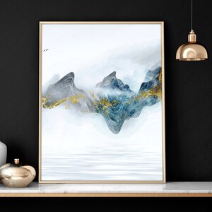 Calming Watercolor Painting Print | Set of 3 Minimalist Wall Prints ...